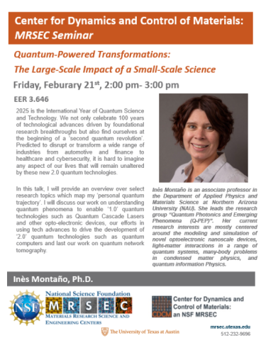 Seminar Dr. Ines Montano | Center for Dynamics and Control of Materials ...